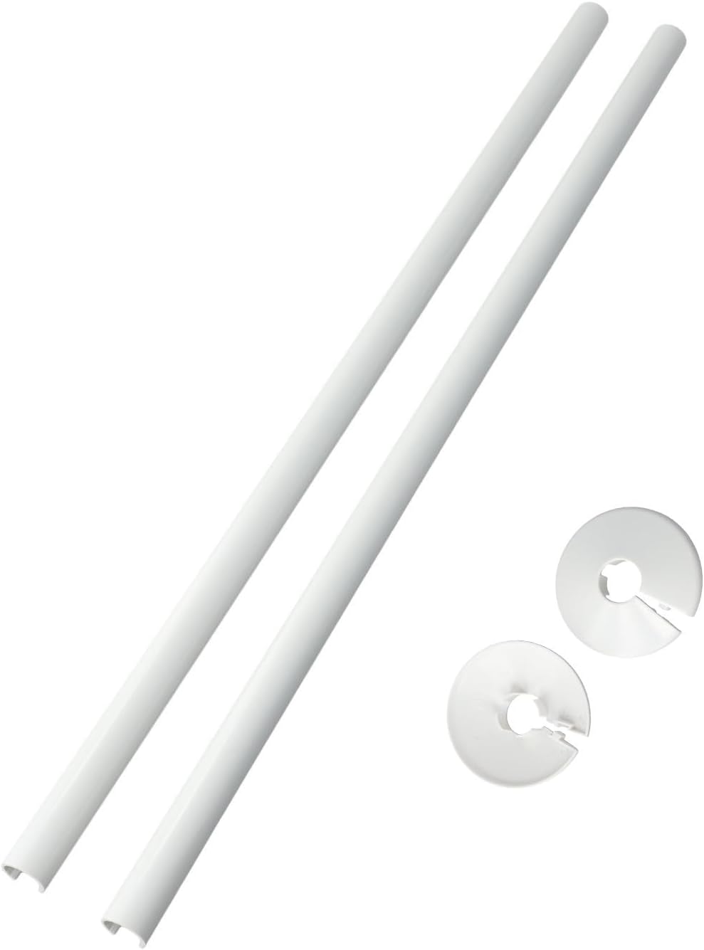 Radiator Pipe Covers Set with Collars 15mm x 500mm White Black Snap ...