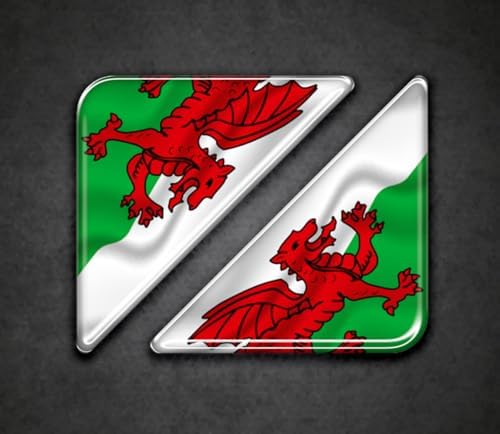 2 x 55mm Waving Wales Flag Corner Number Plate Stickers - HIGH GLOSS ...