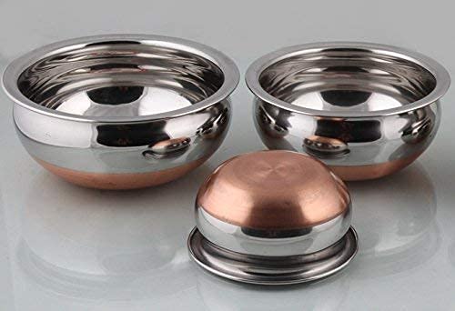Buy Niralasa Handi Set of 3 Kitchen Stainless Steel Copper Bottom ...