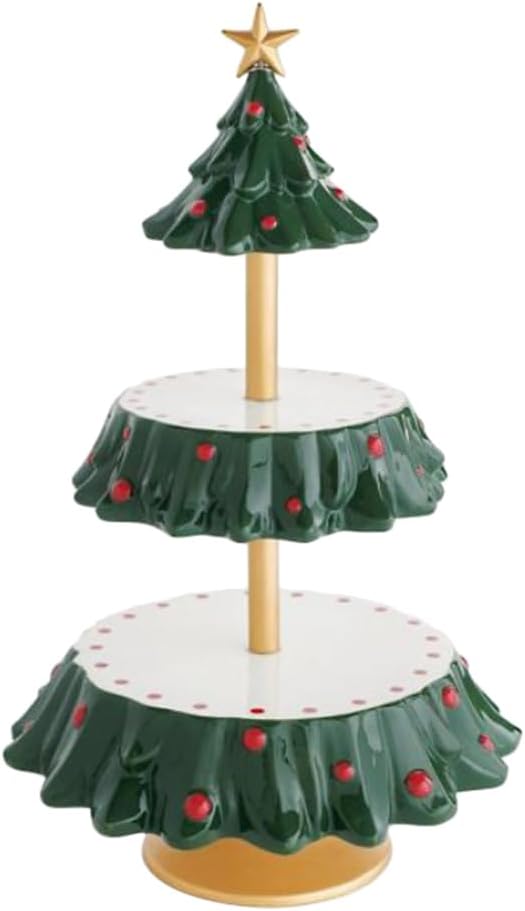 Amazon.com: Amosfun Christmas Tree 2-Tiered Server Christmas Cupcake ...