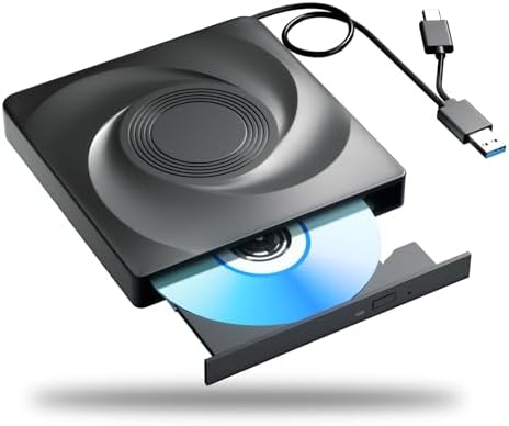 Wbacon External Blu-ray Drive, USB 3.0 and Type-C Blu-Ray Burner Slim ...