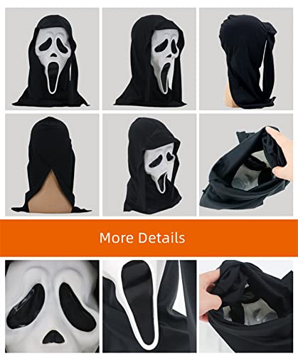 Buy Molezu Halloween Ghost Face Mask Scream with Shroud for Cosplay ...