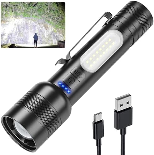 Blukar LED Flashlight Rechargeable, Super Bright Adjustable Focus ...