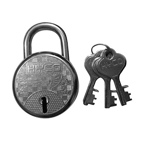 Hyco 40mm Mild Steel Single Locking Door Lock with 3 Keys (Silver, 20 ...