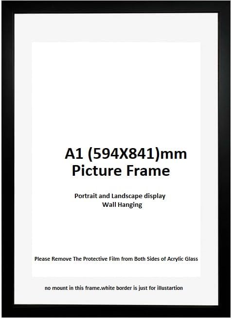 A1 Black Frame | A1 Poster Frame | 594X841mm Wooden Photo Frame | Large ...