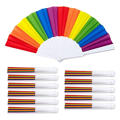 PRATYAHARA Rainbow Fans, 12-Pack Fans, Rainbow LGBTQ Portable Folding ...