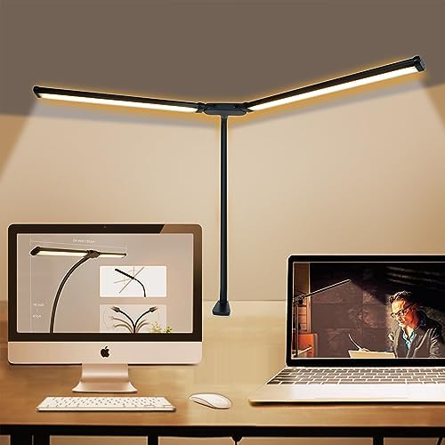 LED Desk Lamp Double Head, Eye-Caring Architect Desk Lamps for Home ...