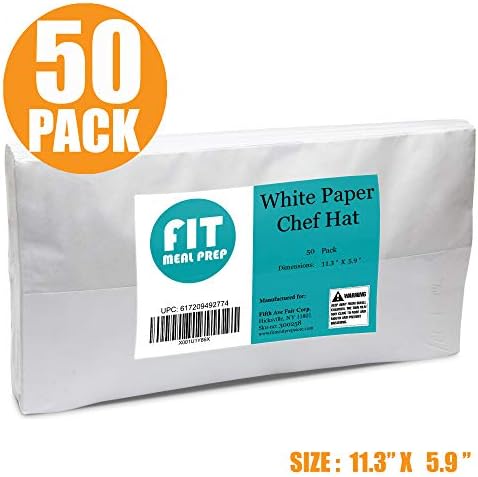 Amazon.com: [50 Pack] White Paper Chef Hat - Disposable Soda Jerk Cap ...