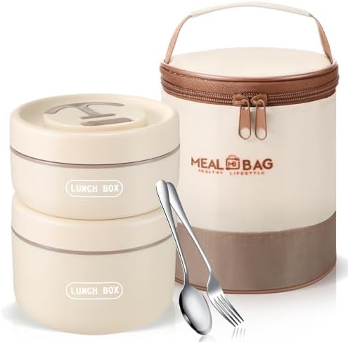 Amazon.com: Dandat 2 Pcs Insulated Lunch Containers Thermal Bento Box ...