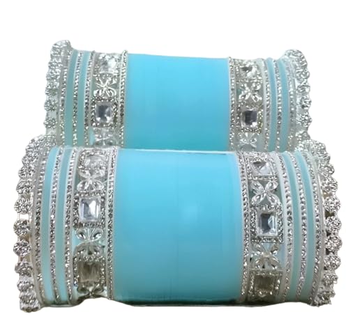 Buy YG Your Grace Jewellery Bridal Bangle Set Sky Blue Designer Chura ...