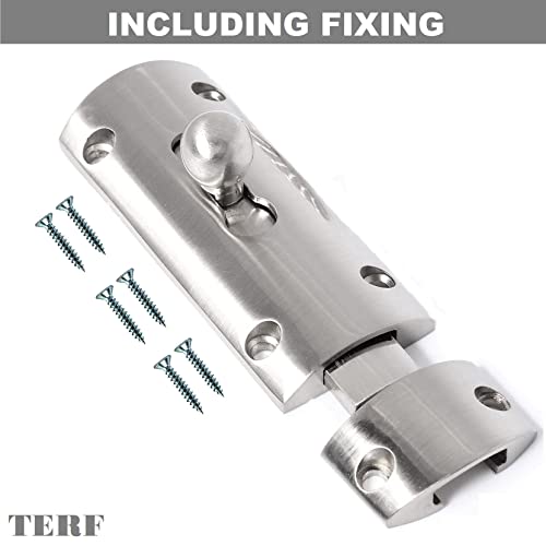 TERF 100mm Brushed Nickel Modern Door Bolt Latch 100mm [4”] Surface ...