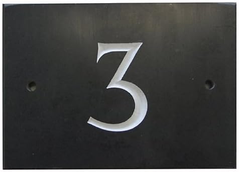 The House Nameplate Company Slate House Number, Charcoal Grey,Number 3 ...