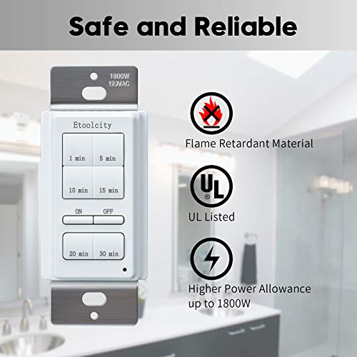 Snapklik.com : Countdown Timer Switch, Bathroom Fan Timer, 1-5-10-15-20 ...