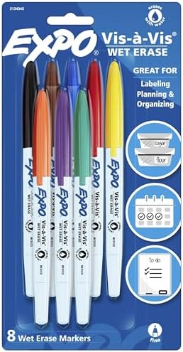 EXPO Vis-A-Vis Wet-Erase Overhead Transparency Markers, Fine Point ...