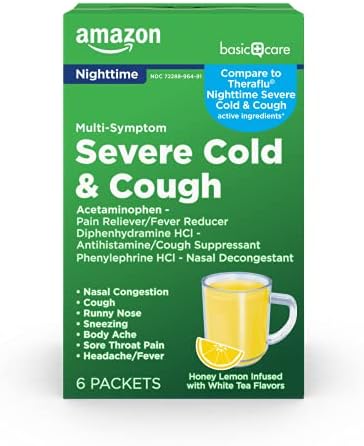 Amazon.com: Amazon Basic Care Nighttime Severe Cold, Flu and Cough ...