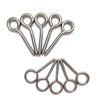 Amazon.com: YIXI-SBest 10pcs Stainless Steel Eye Shape Screw Hooks, Lag ...