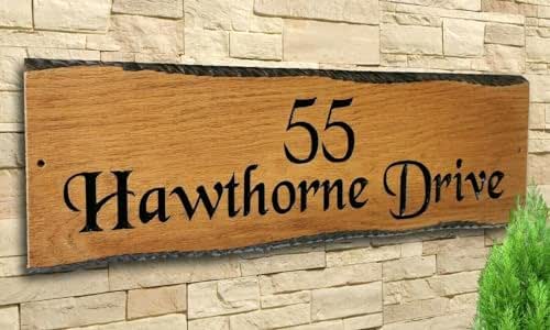 Large Personalised Oak House Name Sign,Custom Engraved Outdoor Wooden ...