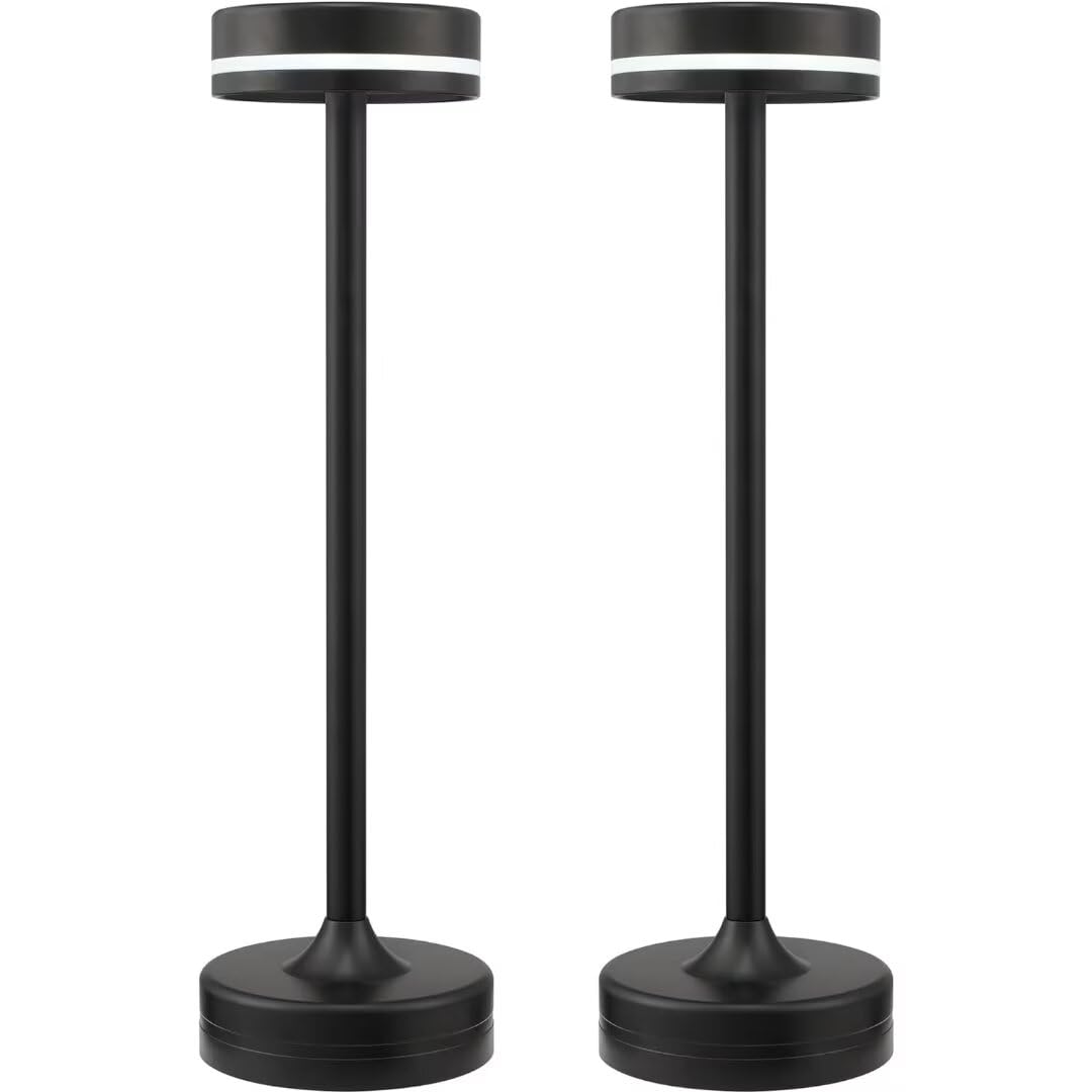 2PCS Cordless LED Rechargeable Table Touch Lamp,3 Color Stepless ...