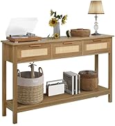 Amazon.com: LAZZO Rattan Console Table Boho Entryway Table Narrow Long ...