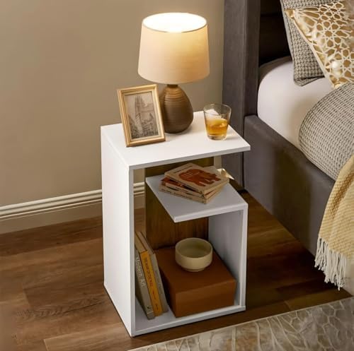 Wooden Side Table - Night Stand & End Table Organiser - Space Saver ...
