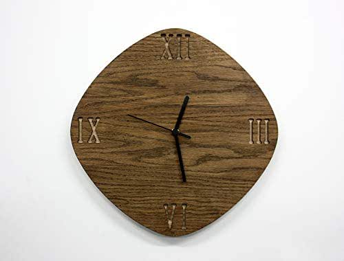 Amazon.com: Wooden Rhombus Clock with Latin Numbers - Wooden Wall Clock ...
