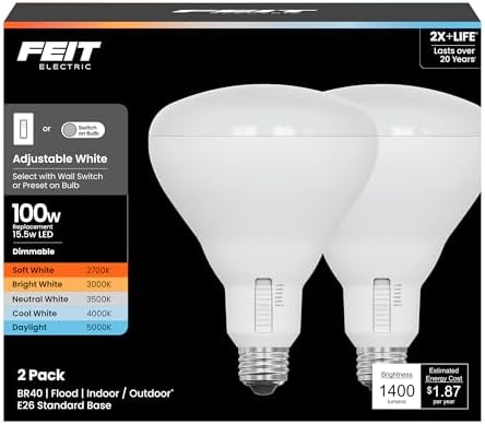 Feit Electric BR40 LED Light Bulb, 100W Equivalent, Dimmable, 1400 ...