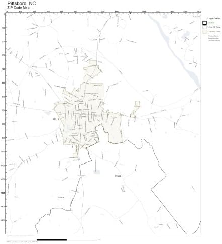 Amazon.com: Working Maps Zip Code Wall Map of Pittsboro, NC Zip Code ...