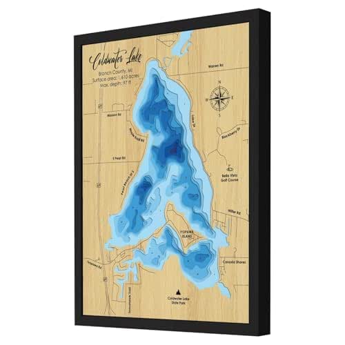 Amazon.com: Personalized 3D Coldwater Lake Wood Map - Lake Depth Map ...