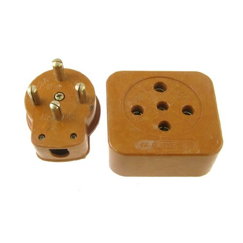 Orange Round Pin Three 3 Phase Four 4 Wire Industrial Socket Plug Set ...