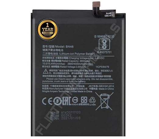 FLIPTRONICS ORIGINALS® BN46 Battery for Redmi 7/8 / 6 / Y3 Battery with ...