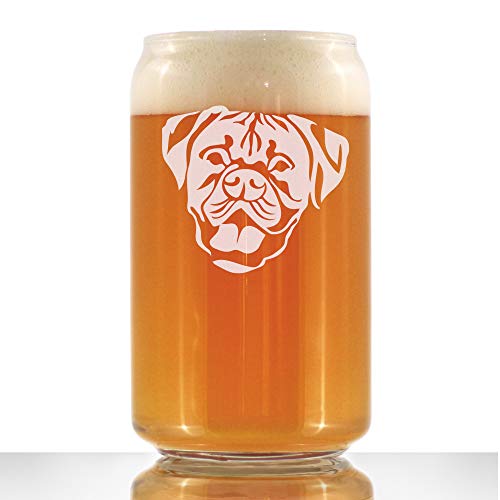 Amazon.com: Boxer with Natural Ears - Beer Can Pint Glass - Fun Unique ...