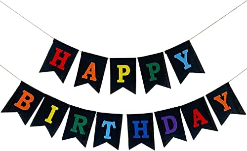 Amazon.com: Happy Birthday Banner - Burlap Black Happy Birthday Sign ...
