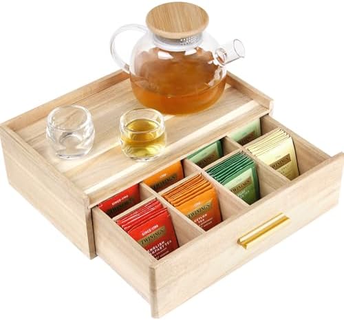 Amazon.com: Acacia Wooden Tea Bag Organizers, Tea packet Storage Boxes ...