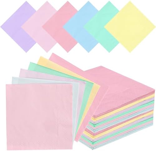 Amazon.com: peony man 120 PCS Pastel Cocktail Napkins Pastel Rainbow ...