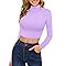 MSBASIC Womens Long Sleeve Turtleneck Crop Top Basic Slim Fit Crop T-Shirt at Amazon Women’s ...
