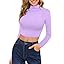 MSBASIC Womens Long Sleeve Turtleneck Crop Top Basic Slim Fit Crop T ...