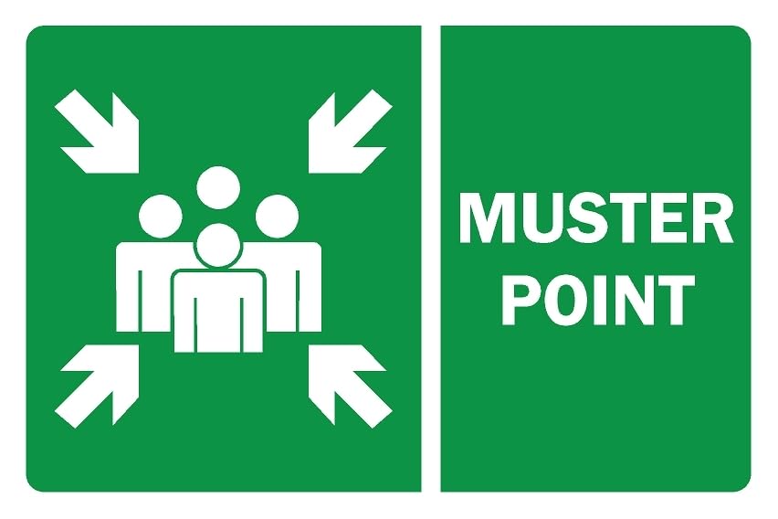 Muster point safety sign - 1mm flexible Plastic sign (600mm x 400mm ...