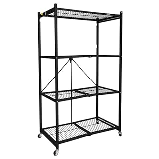 Origami 4-Tier Steel Foldable Shelf, Heavy-Duty Shelving Storage Rack ...