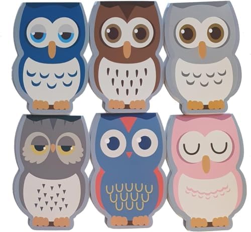 12 x Colourful Cute Owl Notepads/Memos - 6 Different Designs. Great End ...