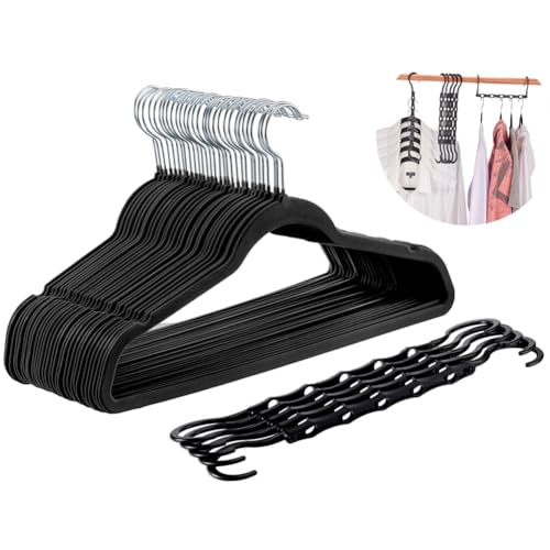 Tonswachic Premium Velvet Hangers 30 Pack + Magic Hangers 5Pack Space ...