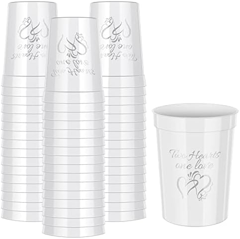 Amazon.com: 30 Pieces Disposable Plastic Cups Two Hearts Wedding Cups ...