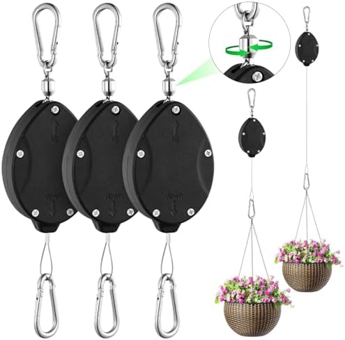 Amazon.com: 3 Pack Heavy Duty Retractable Plant Hangers Adjustable ...