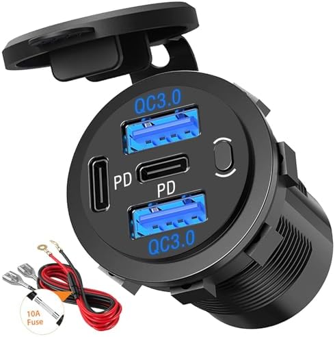 Amazon.com: Anina Dual USB Car Charger Socket with Cap 12V/24V RV Usb ...