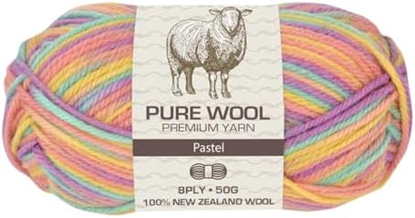 Yatsal Premium 3-Ply Pure Wool Yarn 50 g, Pastel : Amazon.com.au: Home