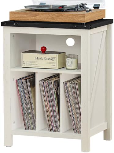 Amazon.com: HOMMPA Record Player Stand with LED Lights White Record ...