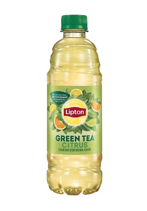 Lipton Botella de plástico para té helado de durazno verde cítrico, 16. ...