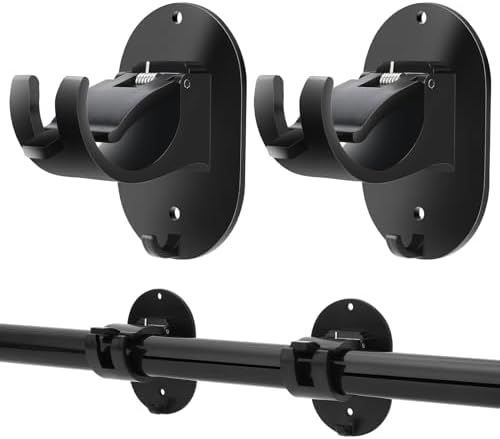 Amazon.com: Curtain Rod Black Brackets Set No Drilling,Hanger Crossbar ...