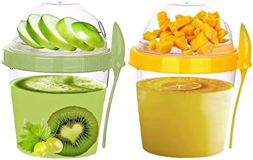 CRYSTALIA Reusable Yogurt Pot Set of 4 500ml, 100%BPA Free Cereal ...