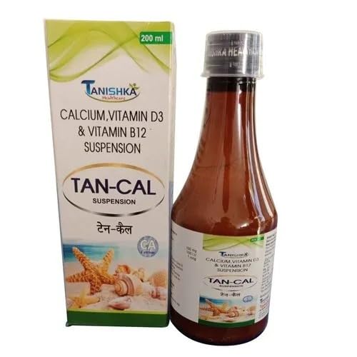 TANISHKA Healthcare Tan Cal Calcium Vitamin D3 Vitamin B12 Suspension ...