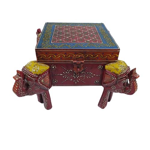 Jes Jewellers Rajasthani Design Wooden Storage Box : Amazon.in: Home ...